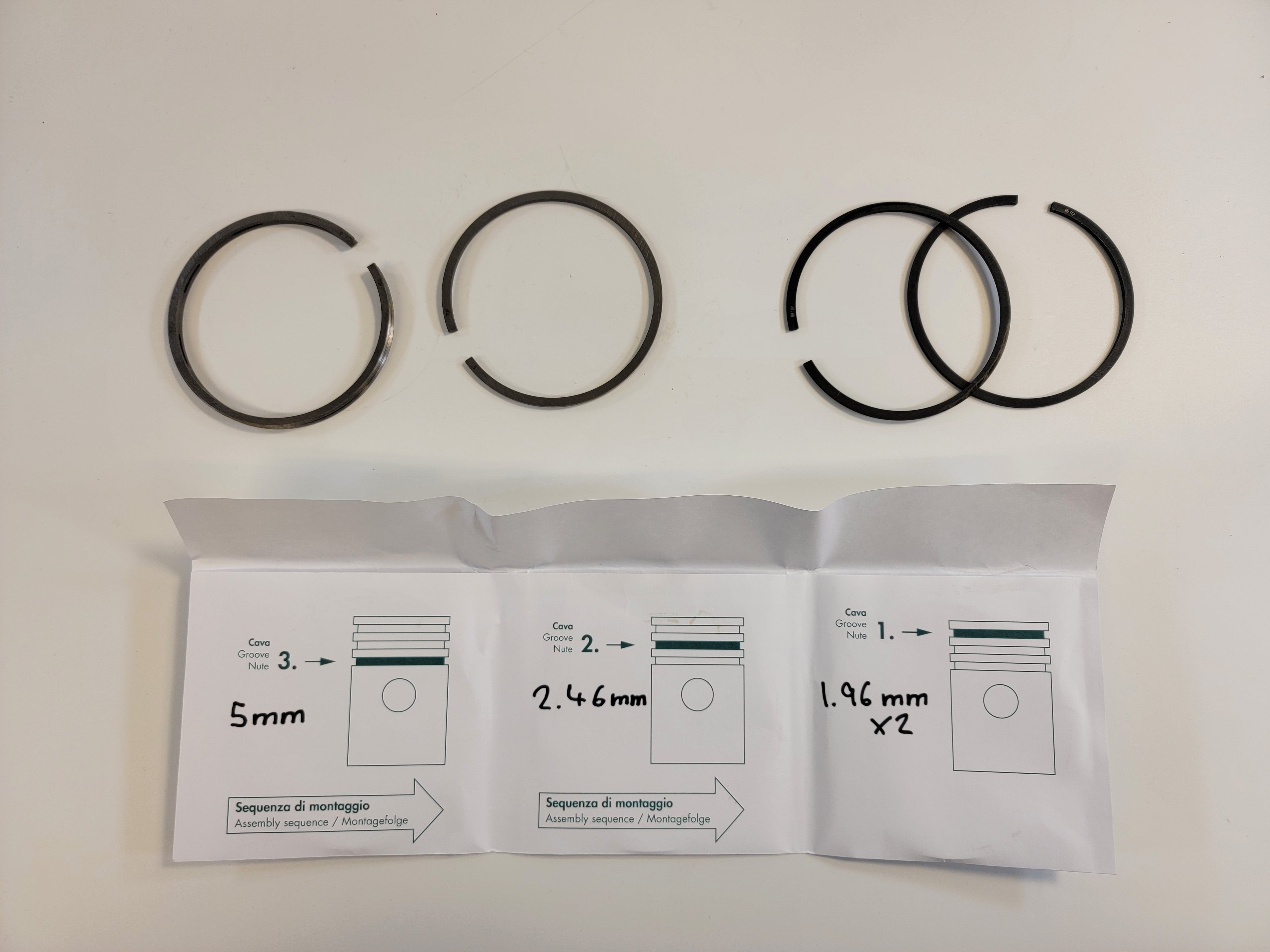 Moto Guzzi 83mm Steel Piston Ring Set Ambassador, Eldorado, 850 GT 130 ...